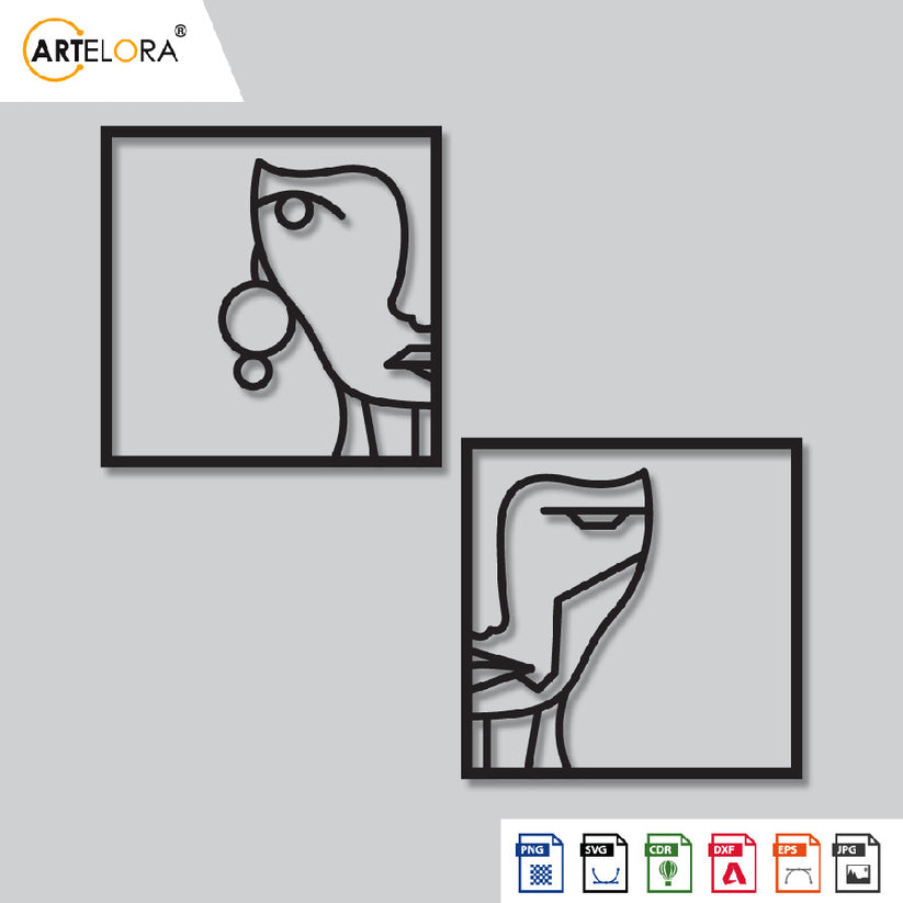 2D Modern Art Woman face Laser cutting design – ArtElora