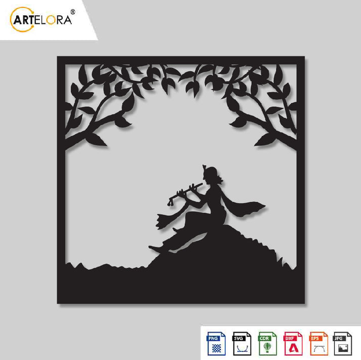 2D Modern Art Krishna Laser Cutting Design – ArtElora