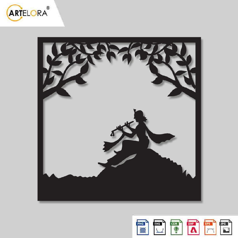 2D Modern Art Krishna Laser Cutting Design – ArtElora