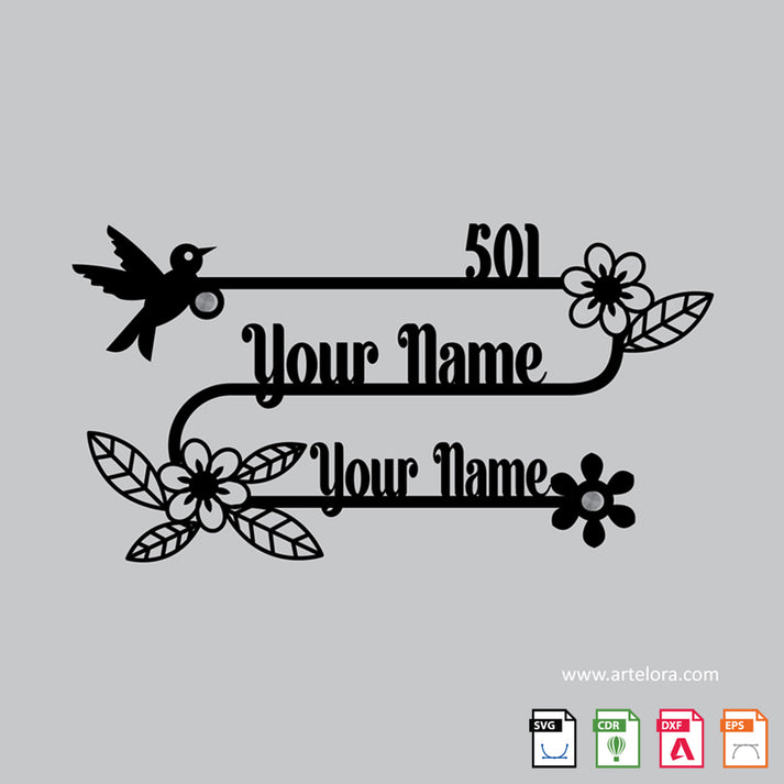 Name Plate laser cutting Bird – ArtElora