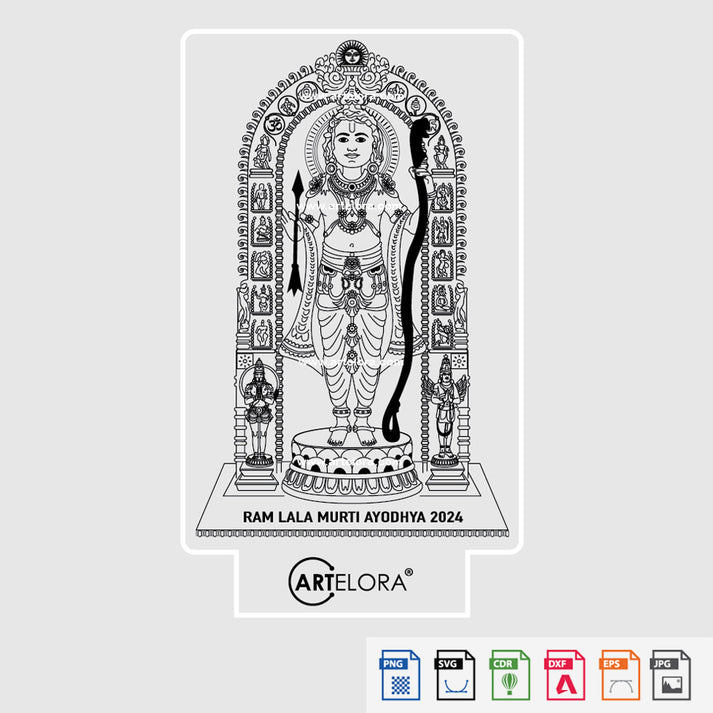 Laser Engraving Ram Lala Murti Line work – ArtElora
