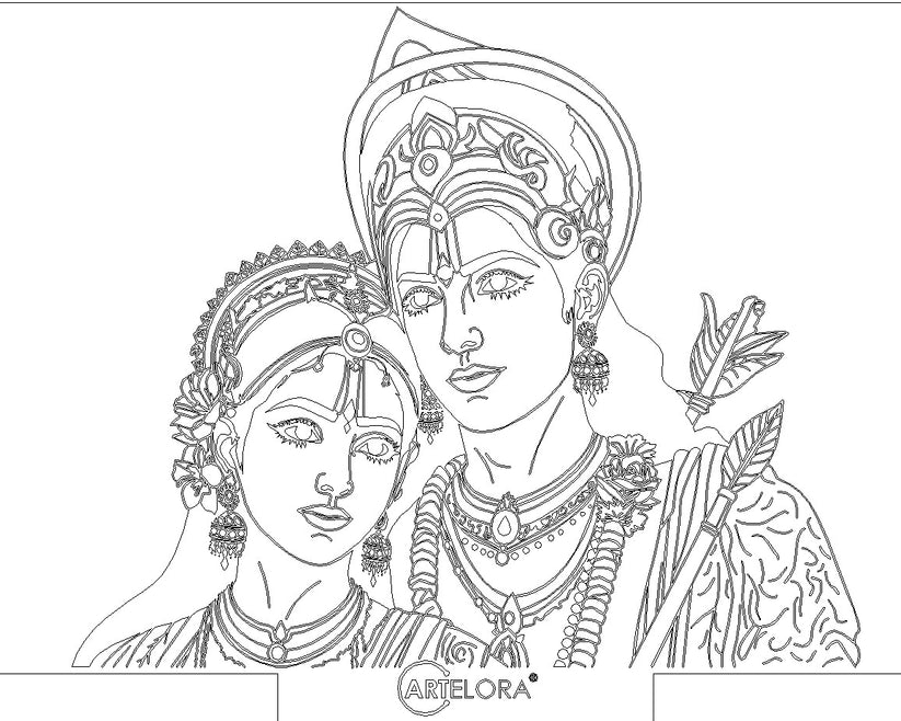 Laser Engraving Sita Ram Drawing – ArtElora
