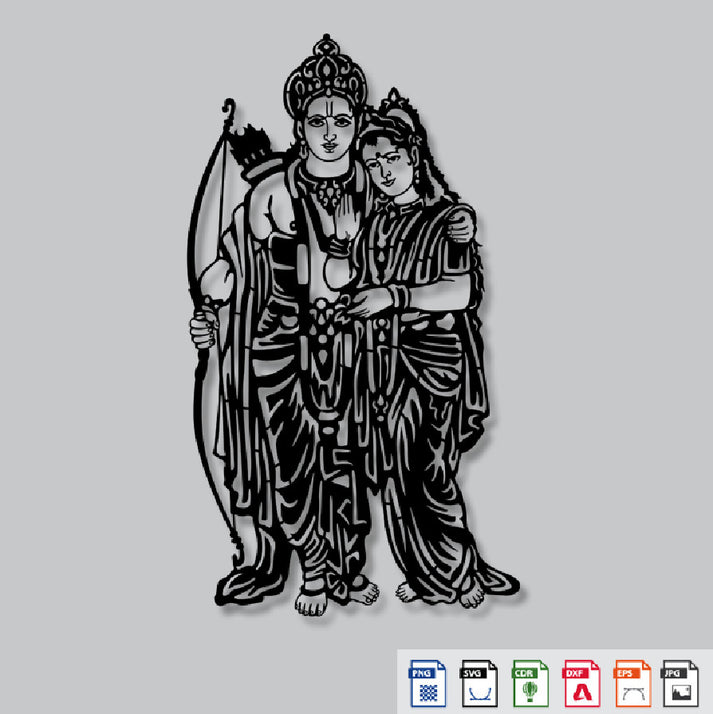 2D Modern Art Lord Shri Rama and Sita Laser Cutting – ArtElora