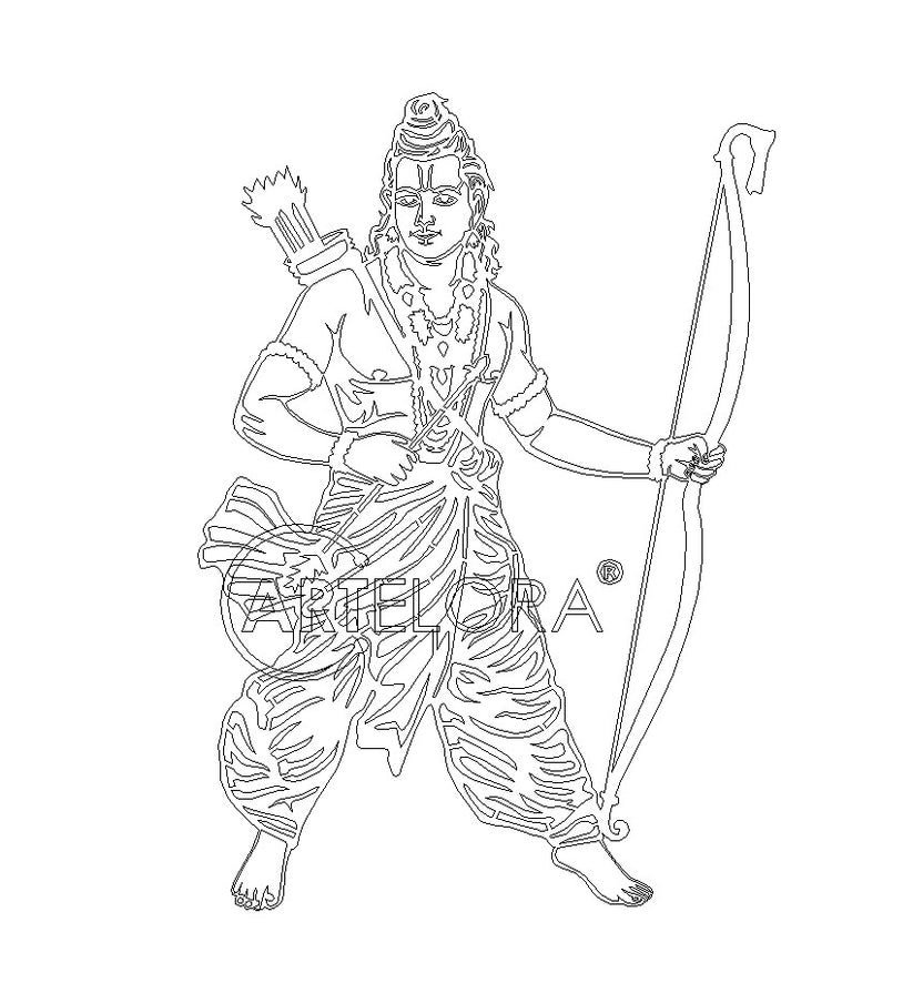 2D Modern Art Lord Shri Rama Laser Cutting – ArtElora