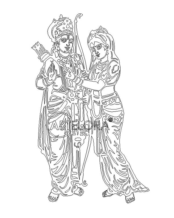 2D Modern Art Lord Shri Rama & Sita Laser Cutting – ArtElora