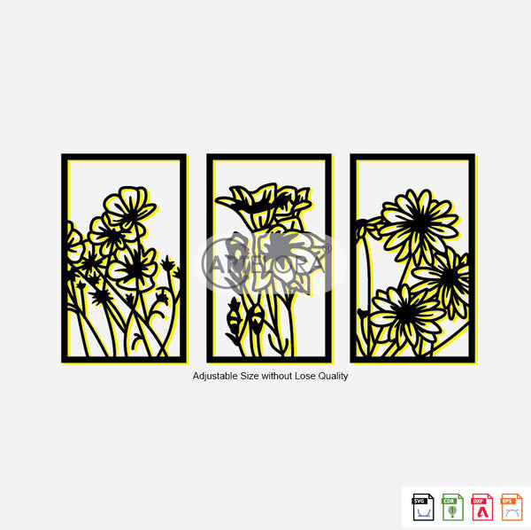 2D Modern Art Metal Leaf & Flower Wall Decor Art – ArtElora