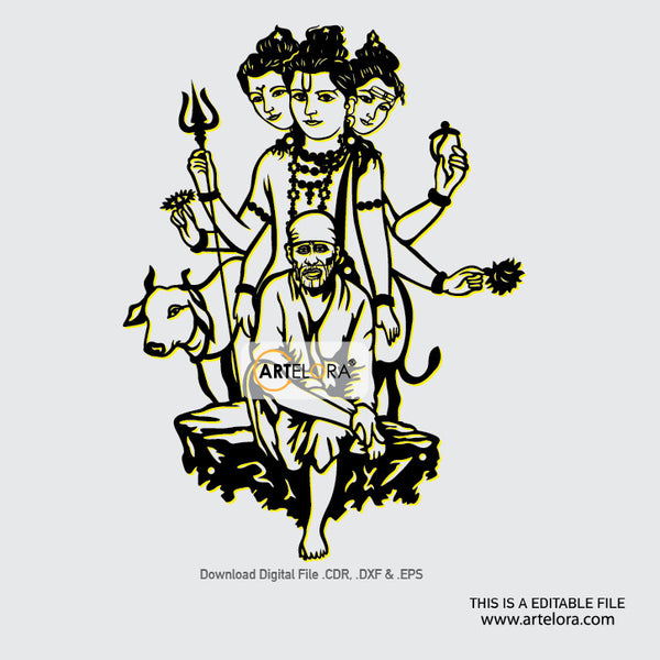 2D Modern Art Sai Baba of Shirdi (Dattaguru) – ArtElora