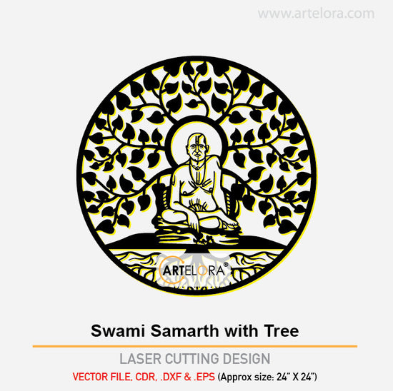2D Modern Art Swami Samarth with Tree – ArtElora