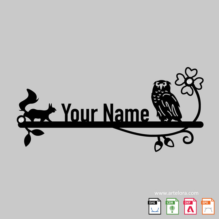 Name Plate laser cutting Owl – ArtElora
